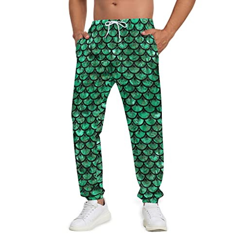 INZVKJLU Halloween Green Scales Mens Sweatpants 3D Print Jogger Pants Casual Sportswear