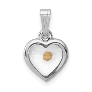 auriga fine jewelry 925 sterling silver rhodium-plated small heart with mustard seed pendant for women (l- 0.59 inch, w- 0.51 inch)