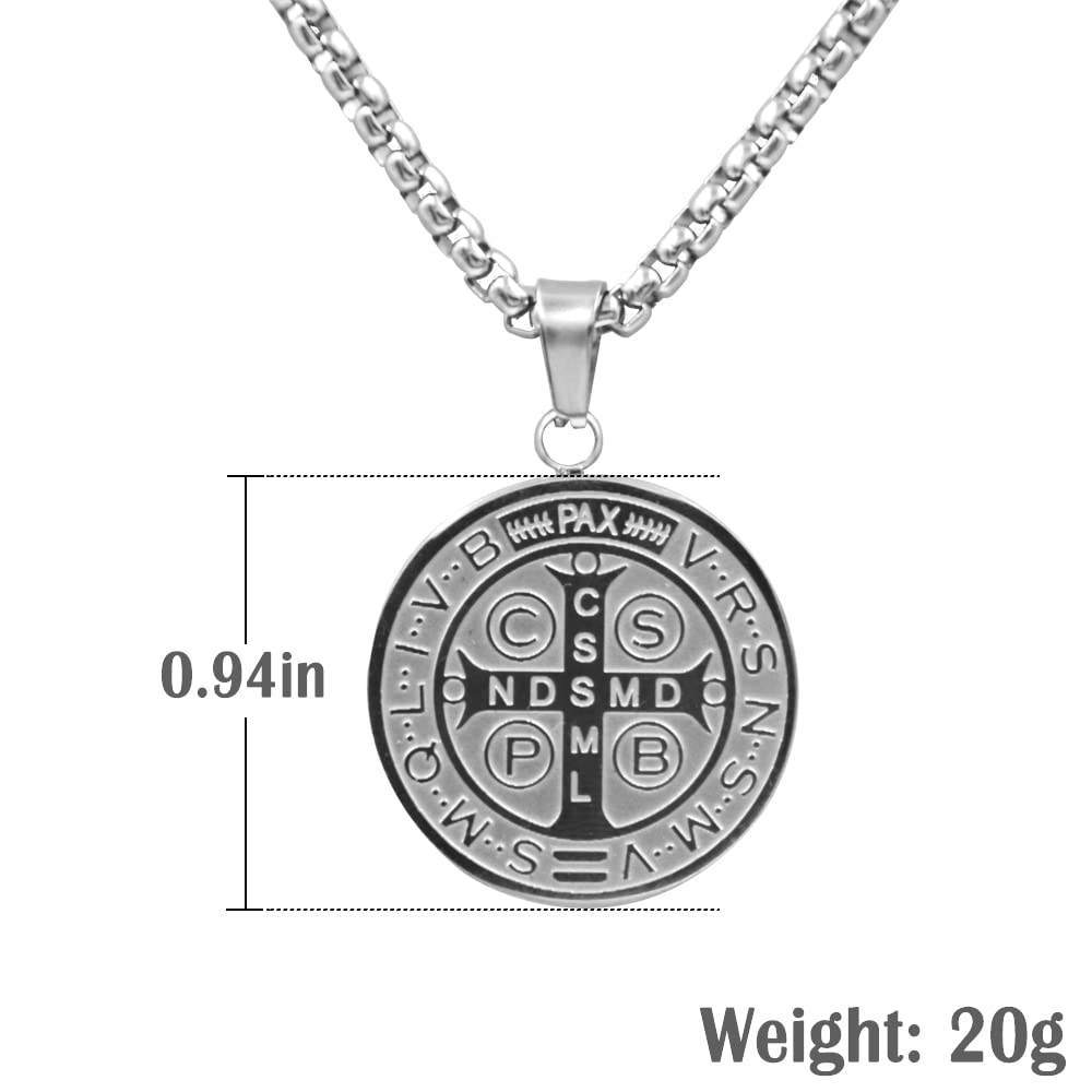 NIGHTCRUZ Saint Benedict Medal Necklace, St. Benedictine Medal Pendant for Religious Protector Talisman