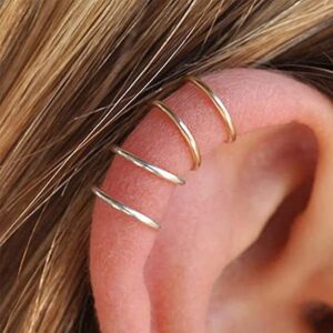 JFORYOU Fake Nose Ring Hoop Studs Non Piercing Double Rings for Women Men