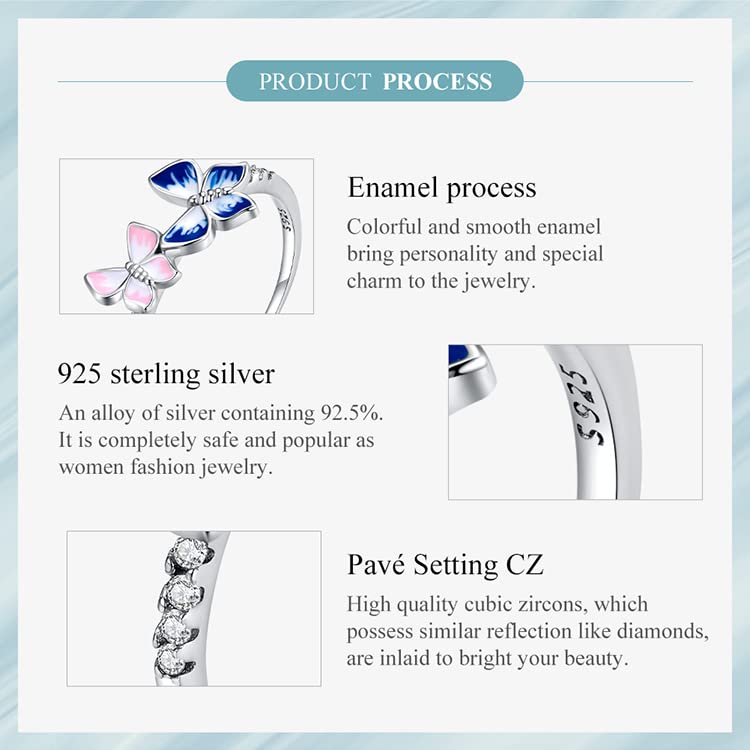 Teleye Butterfly Ring 925 Sterling Silver Engagement Ring Promise Ring for Women (8)