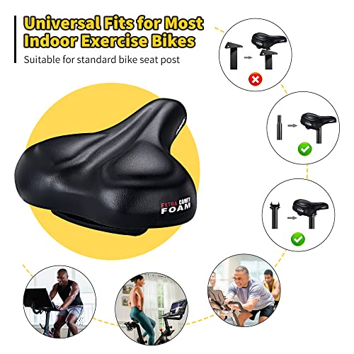 DAWAY C50i Comfortable Oversized Bike Seat - Ultimate Comfort Memory Foam Exercise Bicycle Saddle for Men Women, Fit for Peloton, City, Stationary Bikes, Extra Wide Replacement Cushion for Cycling