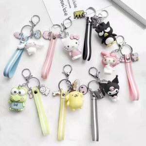 GTONEE 7pcs Novelty Keychain Sets Kawaii Anime Cartoon Figure Pendant Key Chain Cute Keychain Keyrings Accessories for Women Men Girls Boys, Bag Charms, Car Keychain, 7 Styles