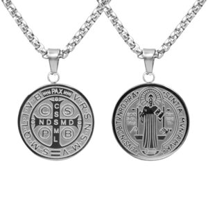 nightcruz saint benedict medal necklace, st. benedictine medal pendant for religious protector talisman