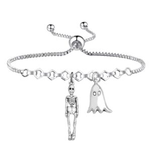 tiimg skeleton and ghost charm bracelet scary movies themed gifts (skeleton ghost)