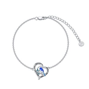 lonago 925 sterling silver blue jay bracelet bluebird of happiness adjustable link chain our love never dies jewelry gifts for women