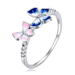 teleye butterfly ring 925 sterling silver engagement ring promise ring for women (8)