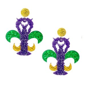 inenimartj mardi gras dangle earrings for women, carnival theme mask lips hat lobster modelling earrings, mardi gras acrylic earrings for holiday mardi gras