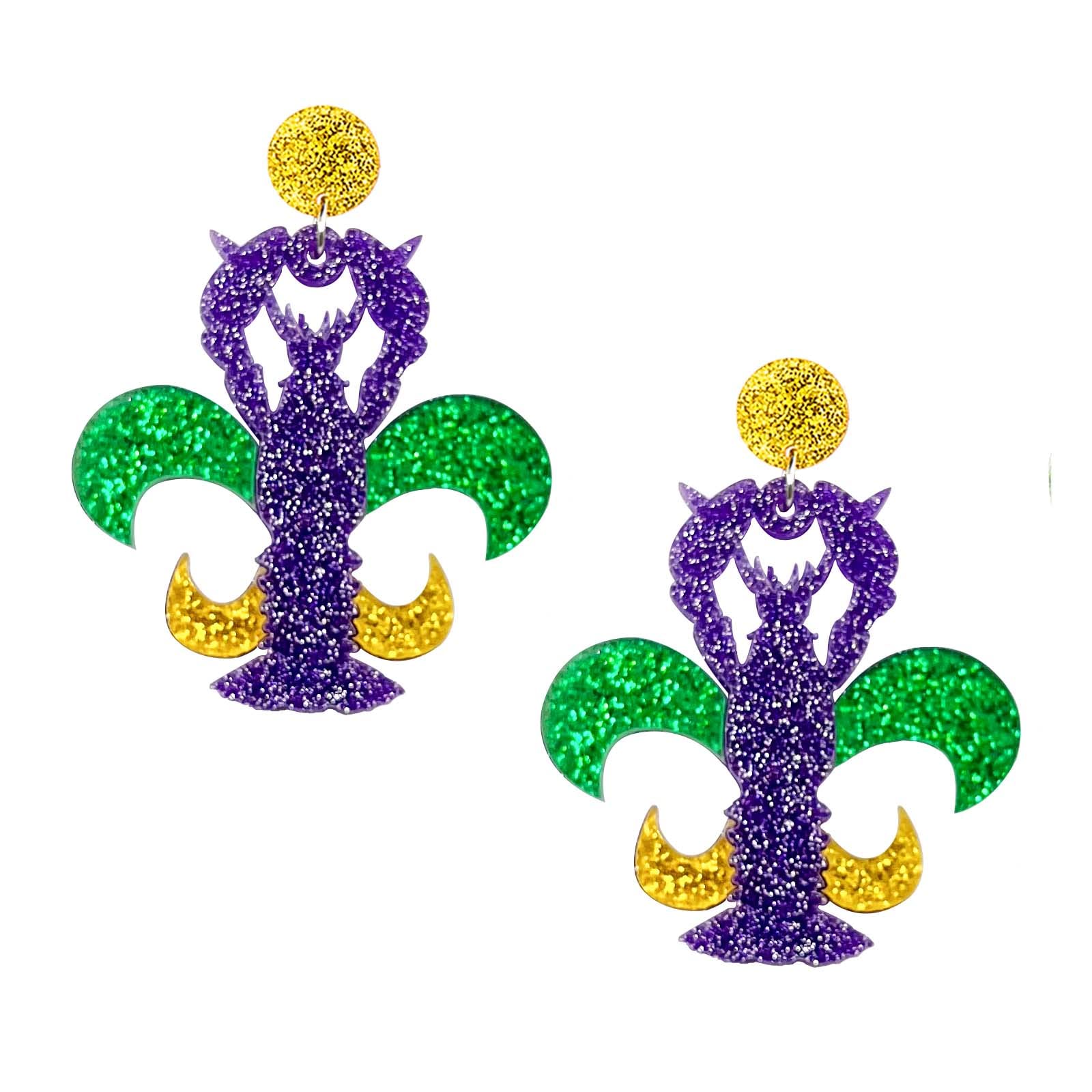 INENIMARTJ Mardi Gras Dangle Earrings for Women, Carnival Theme Mask Lips Hat Lobster Modelling Earrings, Mardi Gras Acrylic Earrings for Holiday Mardi Gras