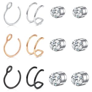 jforyou fake nose ring hoop studs non piercing double rings for women men