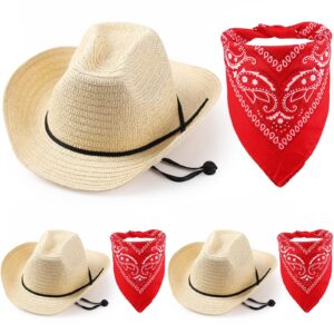 unittype western cowboy hats, bandanas, and party accessories set (beige)