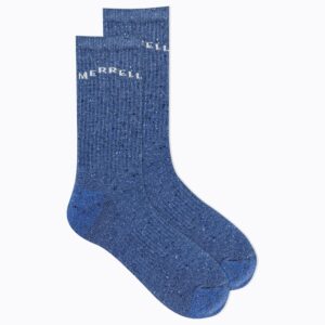 Merrell Adult's Speckled Wool Blend Crew Socks-1 Pair Pack-Unisex Moisture Wicking, Blue, M/L (Men's 9.5-12 / Women's 10-13)