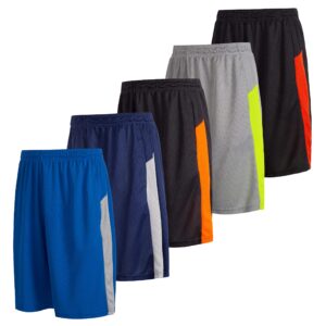 essential elements boys 5-pack active athletic performance basketball shorts with pockets