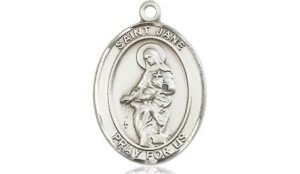 extel medium oval pewter st. jane of valois medal, made in usa