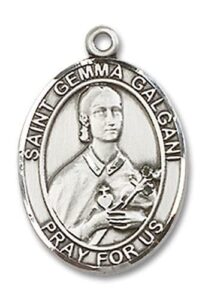 extel medium oval sterling silver st. gemma galgani medal, made in usa