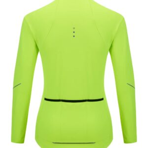 BALEAF Women's Thermal Cycling Jersey Long Sleeve Winter 4 Pockets Bike Fleece Jackets Windproof Cold Weather Fluorescent Yellow XXL