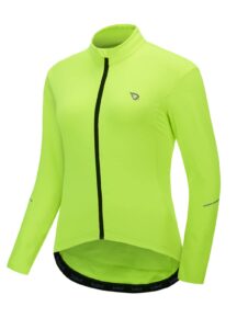 baleaf women's thermal cycling jersey long sleeve winter 4 pockets bike fleece jackets windproof cold weather fluorescent yellow xxl