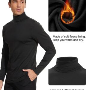 SIMIYA Mens Turtleneck Long Sleeve Shirts, Slim Fit Thermal Turtleneck for Men Basic Lightweight Thermal Underwear Top Black