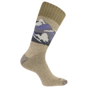 merrell brushed thermal crew socks-1 pair pack-unisex cushion and soft inner layer, khaki mountain, m/l (men's 9.5-12 / women's 10-13)