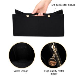 LEXSION Felt Purse Organizer Insert,Handbag Organizer with Detachalbe Zipper Pocket for ONTHEGO GM,3 Size 8034 Black Large