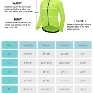 BALEAF Women's Thermal Cycling Jersey Long Sleeve Winter 4 Pockets Bike Fleece Jackets Windproof Cold Weather Fluorescent Yellow XXL