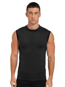 iiniim muscle tanks for men summer sleeveless t shirt mock turtleneck undershirt pullover thermal tops black 3x-large