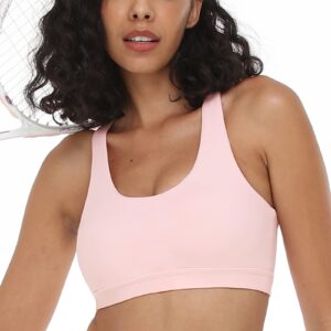 songful sports bras for women, medium support cami bras no underwire seamless bras with removable pads light pink