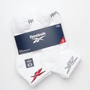 Reebok Men's Quarter Socks - 6 Pack Cushion Quarter Cut Ankle Socks for Men - Breathable Men's Athletic Socks (Size 6-12.5), Size 6-12.5, White Logo