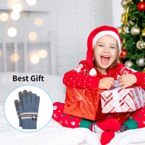 Kids Winter Warm Knit Gloves - 3 Pairs TouchScreen Knitted Cotton Glove Thicken Mittens Kids Gloves Running Sport Cold Weather Gloves Full Finger Thermal Hand Gloves for Outdoor Ski Riding Cycling 4-6