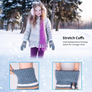 Kids Winter Warm Knit Gloves - 3 Pairs TouchScreen Knitted Cotton Glove Thicken Mittens Kids Gloves Running Sport Cold Weather Gloves Full Finger Thermal Hand Gloves for Outdoor Ski Riding Cycling 4-6