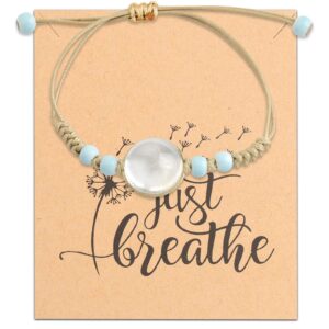 wusuaned dandelion seeds adjustable bracelet with message card make a wish dandelion inspirational good luck gift for women (dandelion seed bracelet with card)