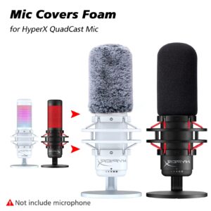 Microphone Windscreen Pop Filter Compatible with HyperX QuadCast - Mic Foam Cover with Furry Windscreen Muff for HyperX QuadCast S，QuadCast S White (2 Pack)