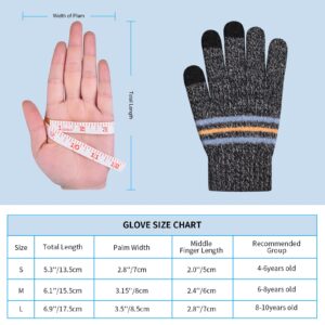 Kids Winter Warm Knit Gloves - 3 Pairs TouchScreen Knitted Cotton Glove Thicken Mittens Kids Gloves Running Sport Cold Weather Gloves Full Finger Thermal Hand Gloves for Outdoor Ski Riding Cycling 4-6