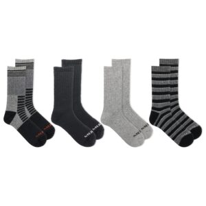 Merrell Adult's Men's and Women's Thermal Hiking Crew Socks-4 Pair Pack-Unisex Arch Support Band and Wool Blend, Black Assorted, Small-Medium