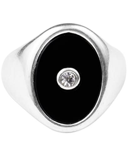 Lucky Brand Onyx Signet Ring,Silver,Size 7