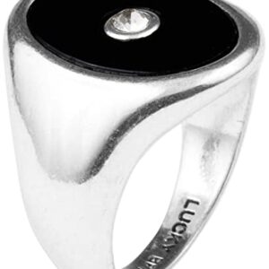 Lucky Brand Onyx Signet Ring,Silver,Size 7