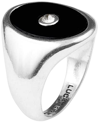 Lucky Brand Onyx Signet Ring,Silver,Size 7