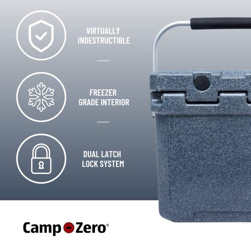 CAMP-ZERO 12L-12.6 Quart Portable Hard Cooler Ice Chest, Perfect for Drinks, Lunch, Beach, Picnics, Boating, Camping and Travel with 2 Molded-in Cup Holders and Folding Aluminum Handle