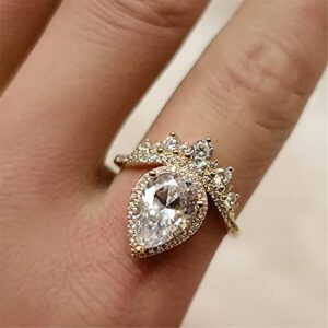 Engagement Round Cut Zircons Women Wedding Rings Jewelry Rings for Woman Full Diamond Ladies Ring Rings Variety Pack (Gold, 10)