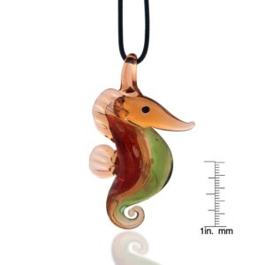 BESHEEK Handmade Murano Inspired Blown Seahorse Necklace Glass Pendant Hypoallergenic Jewelry Italian Style Glass Jewelry