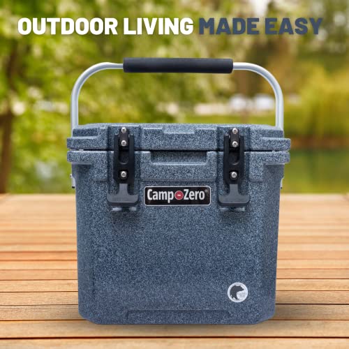 CAMP-ZERO 12L-12.6 Quart Portable Hard Cooler Ice Chest, Perfect for Drinks, Lunch, Beach, Picnics, Boating, Camping and Travel with 2 Molded-in Cup Holders and Folding Aluminum Handle