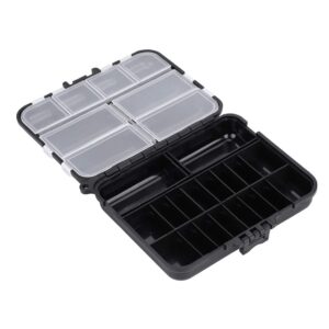 BORDSTRACT Fishing Tackle Boxes, 26 Slots Black Plastic Fishing Lures Baits Storage Box, Organizing Case for Lures, Baits, Jigs, and Other Fishing Accessories