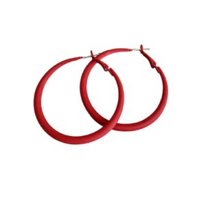 colorful matte hoop earrings 80s hoop earring retro earrings neon earrings bright fluorescence round hoop earings for women (red)