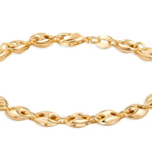 Barzel 18K Gold Plated Puff Mariner Bracelet, 7.5 Inches - Made In Brazil