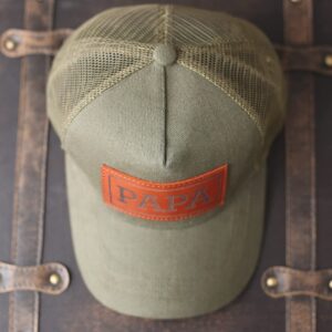 Papa Hat，Leather Patch Hat Papa for Papa Baby Announcement Gift for Papa Olive