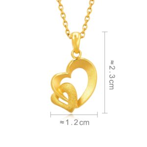 CHOW SANG SANG 999.9 24K Solid Gold Price-by-Weight 2.24g Gold Matte Finished Hearts Pendant for Women 14815P | [Not Include the Necklace]