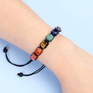 MANIFO 7 Chakra Crystals Bracelet Reiki Healing Chakra Stone Braided Gemstone Bracelets for Women Yoga Meditation