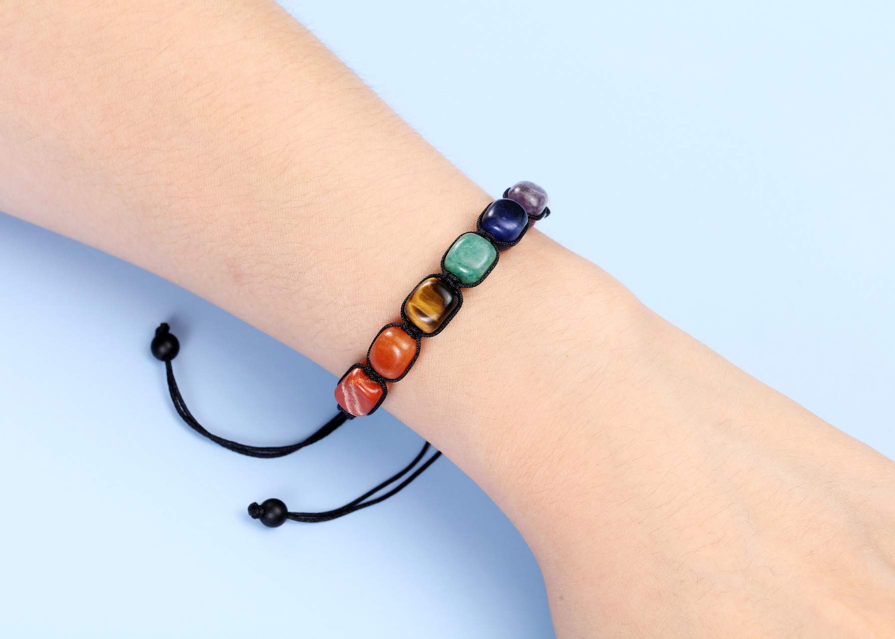 MANIFO 7 Chakra Crystals Bracelet Reiki Healing Chakra Stone Braided Gemstone Bracelets for Women Yoga Meditation