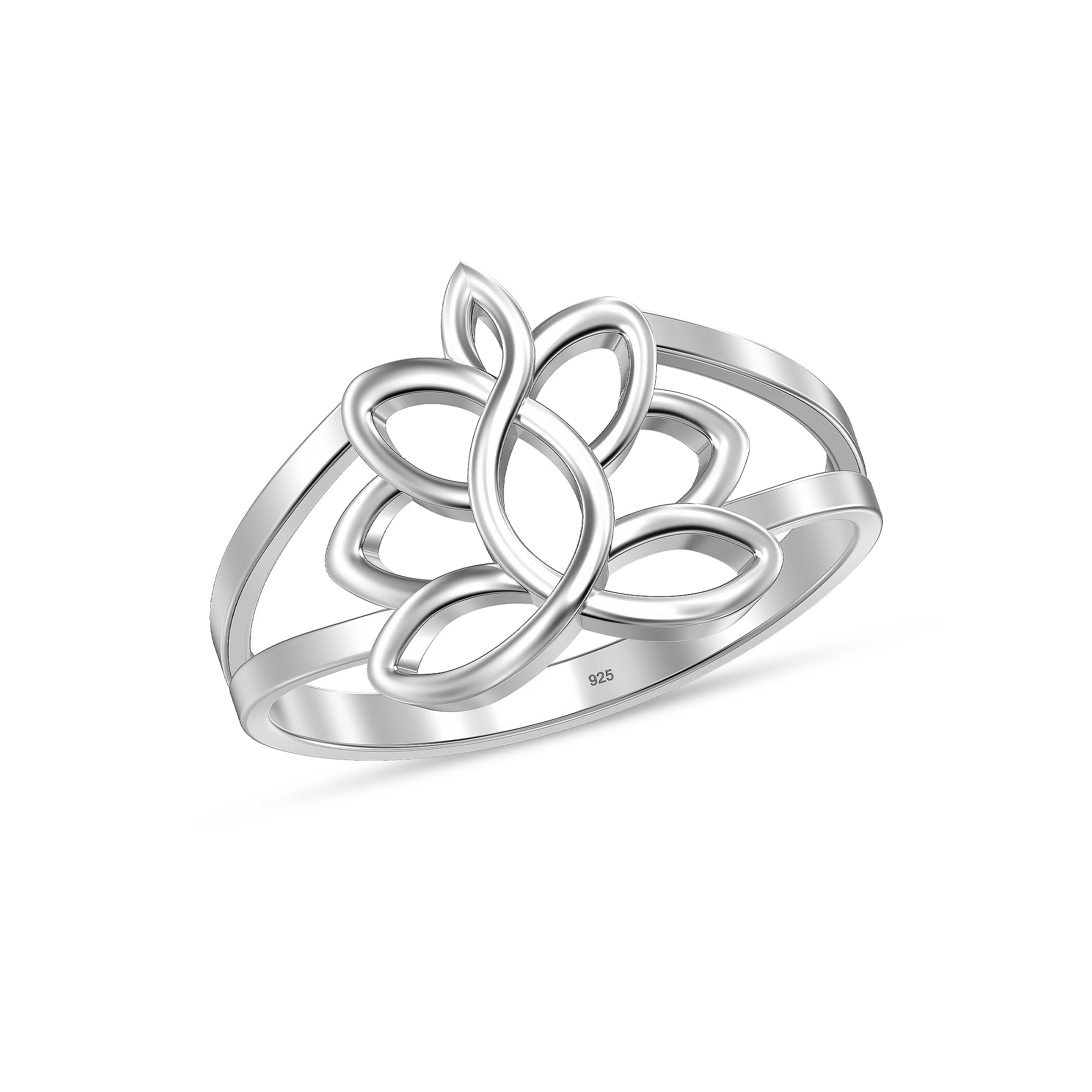 LeCalla 925 Sterling Silver Lotus Flower Rings Hypoallergenic Wedding Ring for Women Size -7