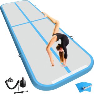 mecalm air gymnastics tumbling mat 16ft gymnastics air mat 4 inchs thickness gymnastics mats for tumbling with electric air pump for home/gym/yoga/training/cheerleading/outdoor/beach/park